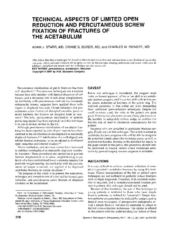 (PDF) Technical aspects of limited open reduction and percutaneous ...