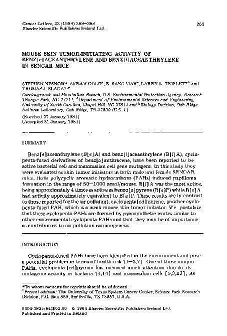 (PDF) Mouse skin tumor-initiating activity of benz[e]aceanthrylene and ...