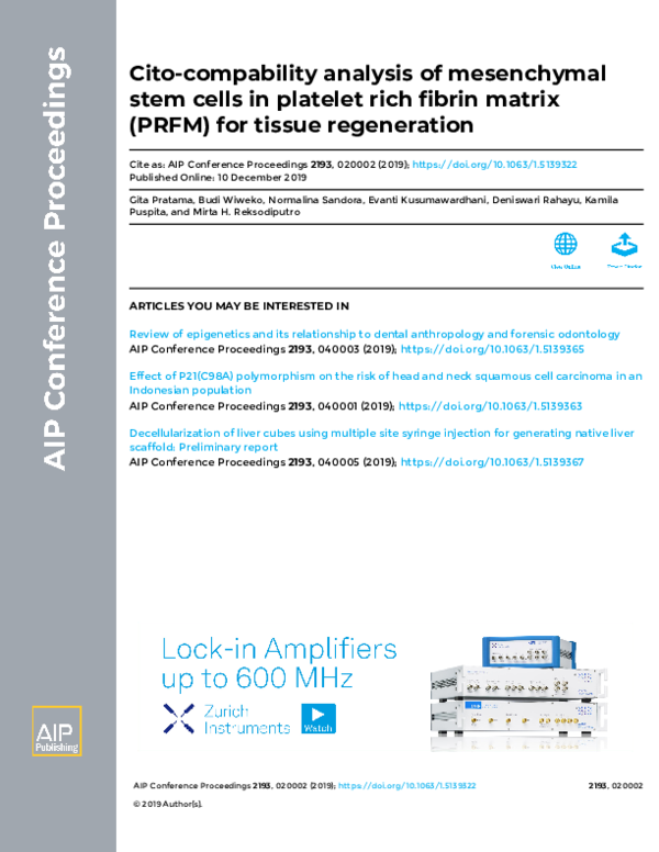 (PDF) Cito-compability analysis of mesenchymal stem cells in platelet ...