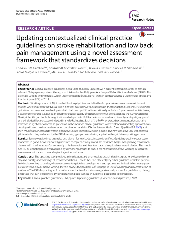 (PDF) Updating contextualized clinical practice guidelines on stroke ...