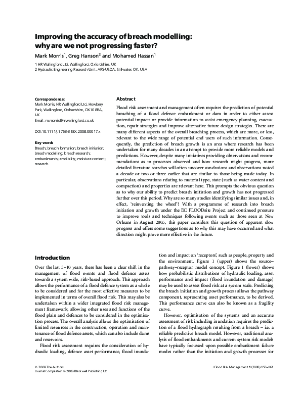 (PDF) Improving the Accuracy of Breach Modelling: Why Are We Not ...