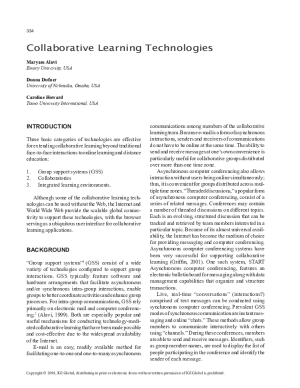 (PDF) Collaborative Learning Technologies