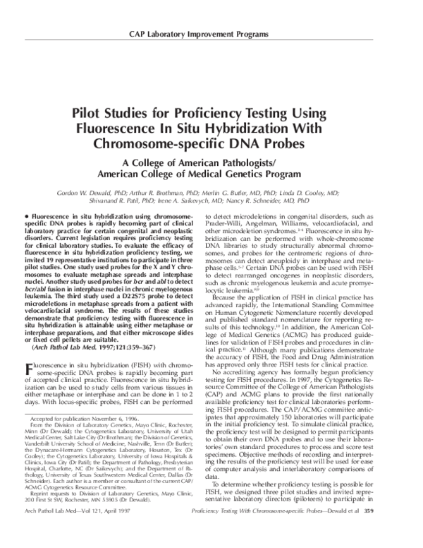(PDF) Pilot studies for proficiency testing using fluorescence in situ ...
