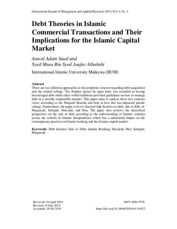 (PDF) Debt Theories in Islamic Commercial Transactions and Their ...