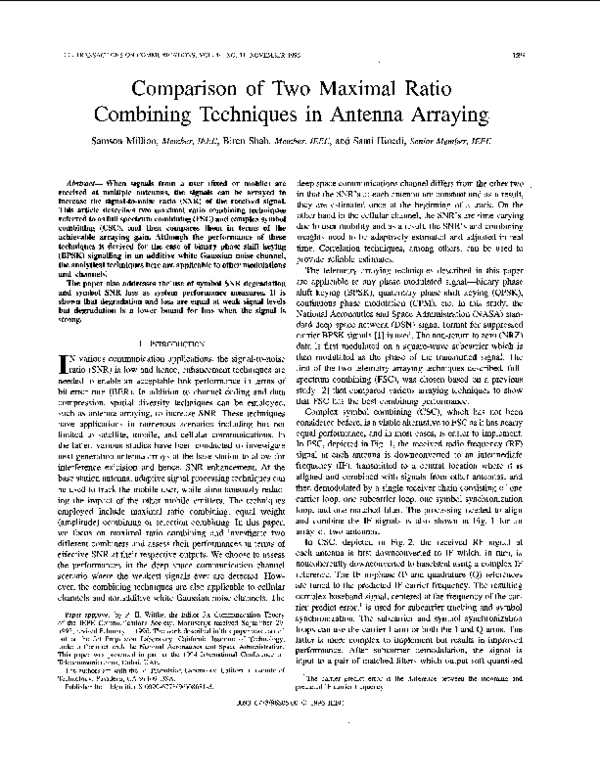 Pdf Comparison Of Two Maximal Ratio Combining Techniques In Antenna