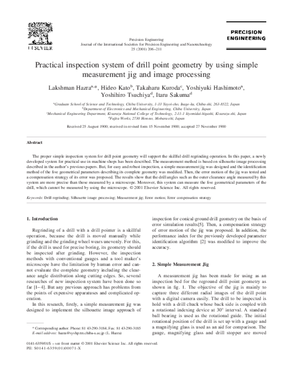 (PDF) Practical inspection system of drill point geometry by using ...