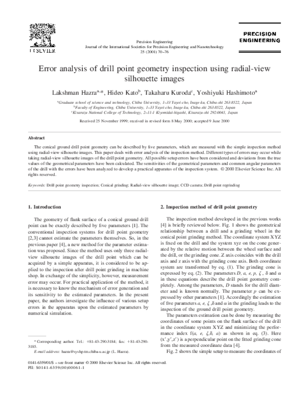 (PDF) Error analysis of drill point geometry inspection using radial ...