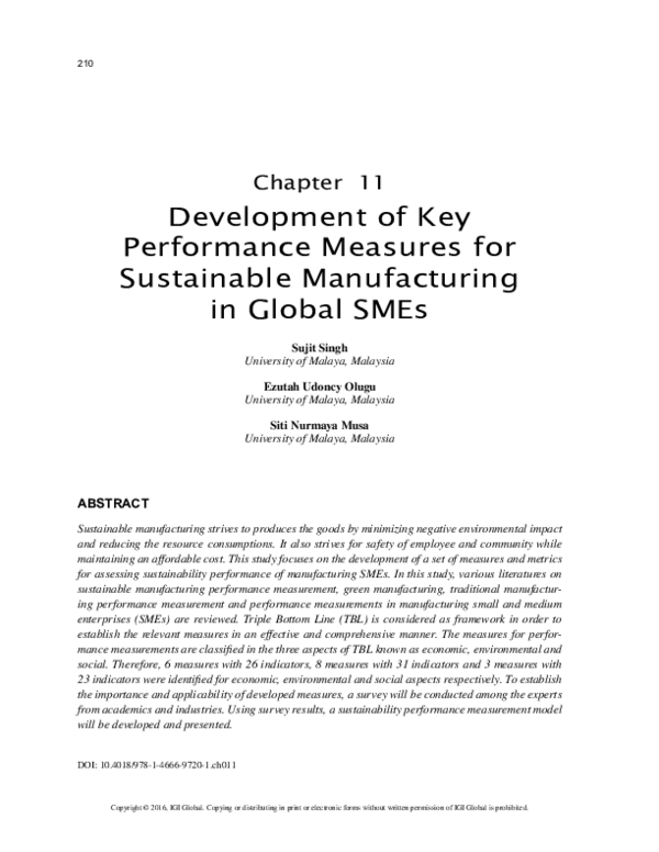 (PDF) Development of Key Performance Measures for Sustainable ...