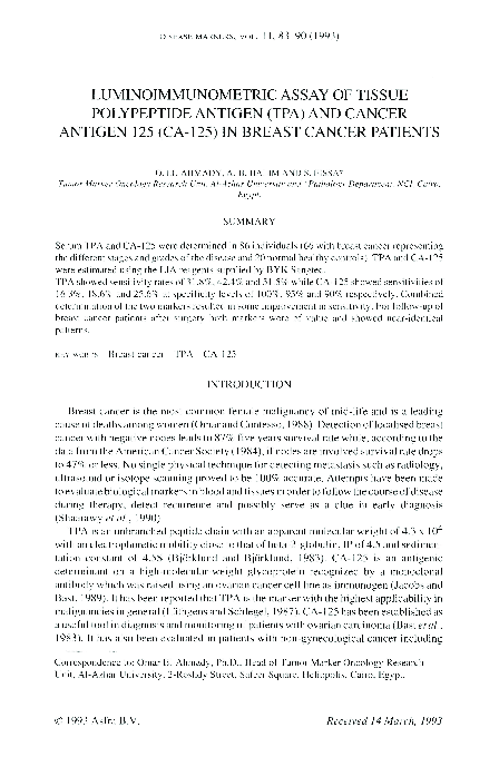 (PDF) Luminoimmunometric assay of tissue polypeptide antigen (TPA) and ...