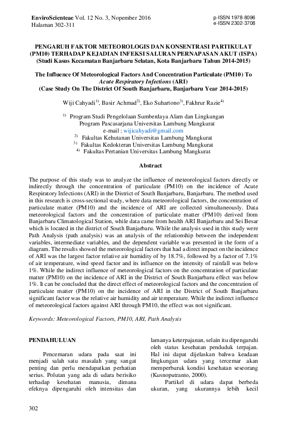 (PDF) PENGARUH FAKTOR METEOROLOGIS DAN KONSENTRASI PARTIKULAT (PM10 ...