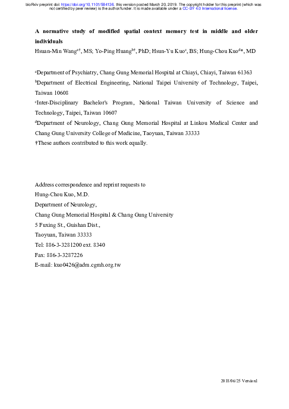 (PDF) A normative study of modified spatial context memory test in ...