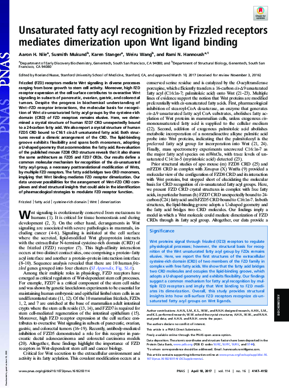 (PDF) Unsaturated fatty acyl recognition by Frizzled receptors mediates ...