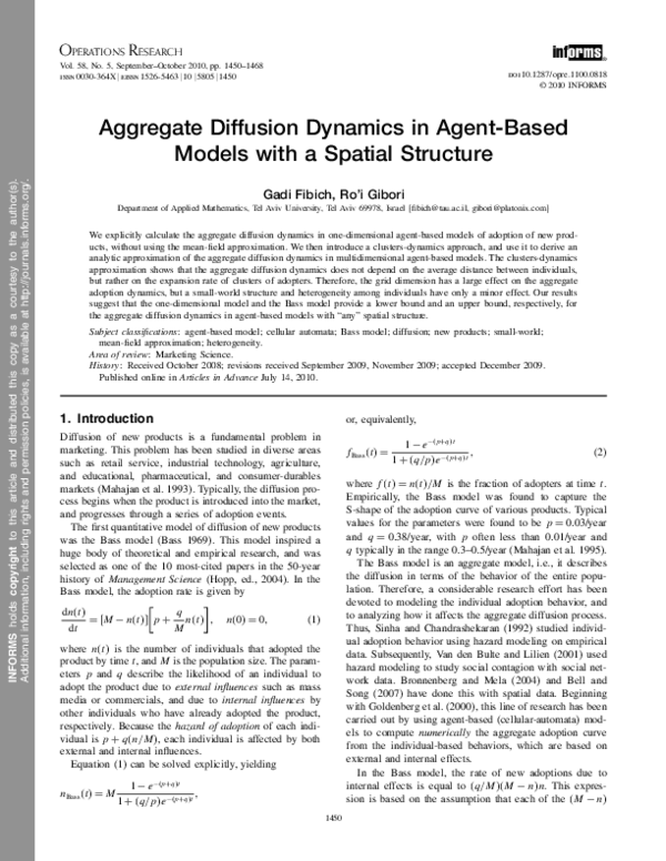 (PDF) Aggregate Diffusion Dynamics in Agent-Based Models with a Spatial Structure