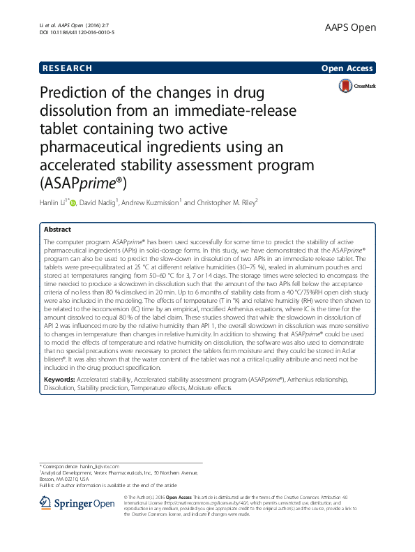 (PDF) Prediction of the changes in drug dissolution from an immediate ...