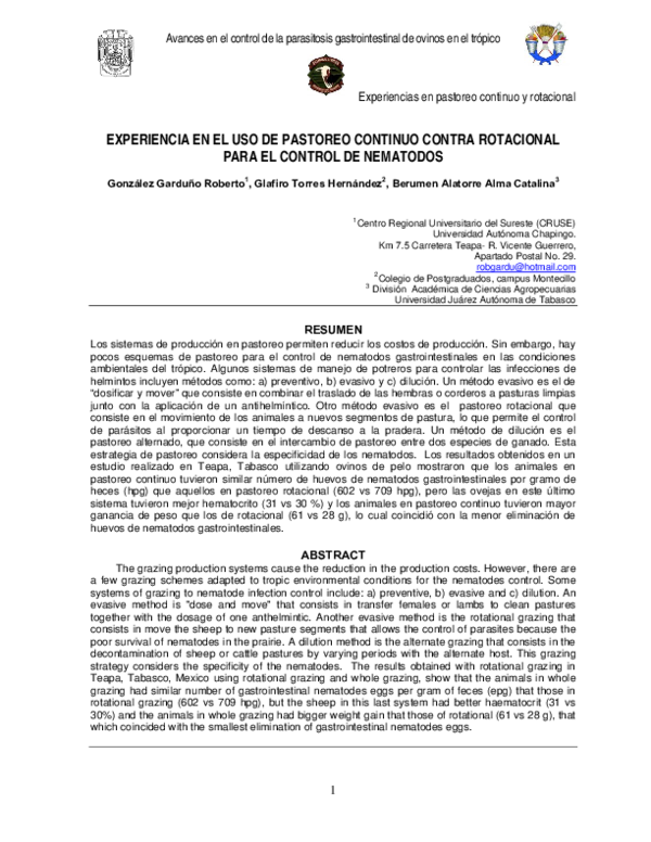 (PDF) Experiencia en El Uso De Pastoreo Continuo Contra Rotacional Para ...