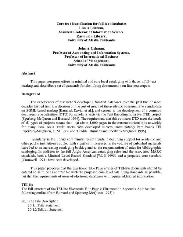 (PDF) Core text identification for full-text databases