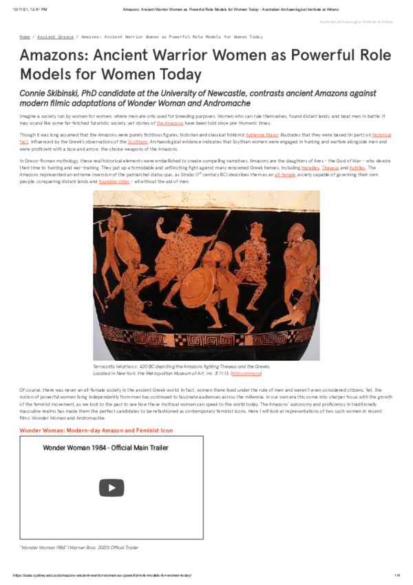 (PDF) Amazons: Ancient Warrior Women as Powerful Role Models for Women ...