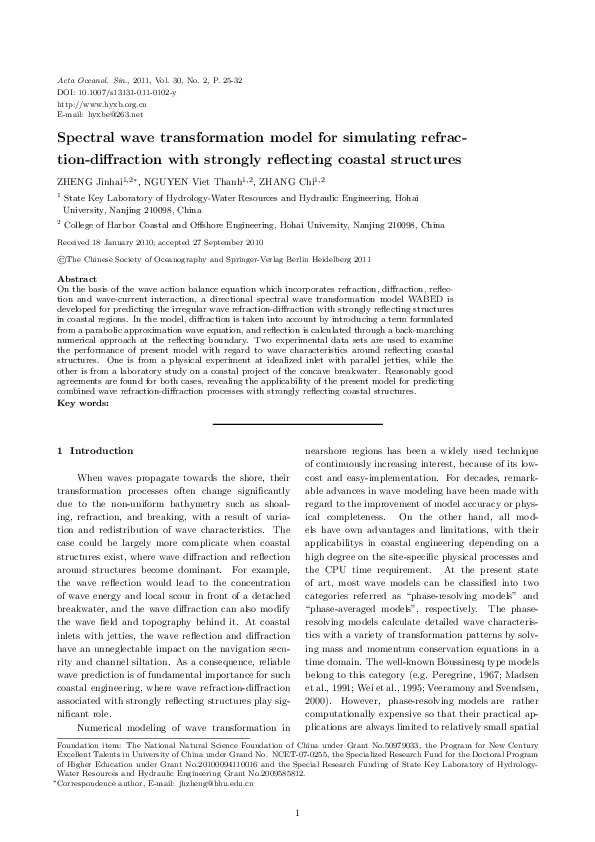 Pdf Spectral Wave Transformation Model For Simulating Refraction
