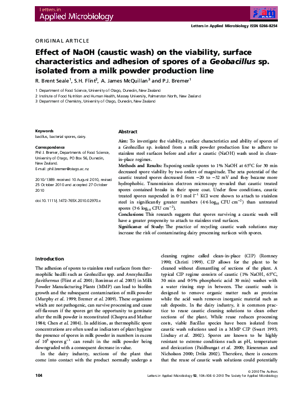 (PDF) Effect of NaOH (caustic wash) on the viability, surface ...