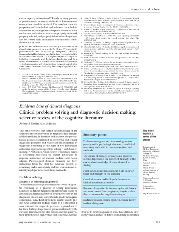 (PDF) Evidence base of clinical diagnosis: Clinical problem solving and ...