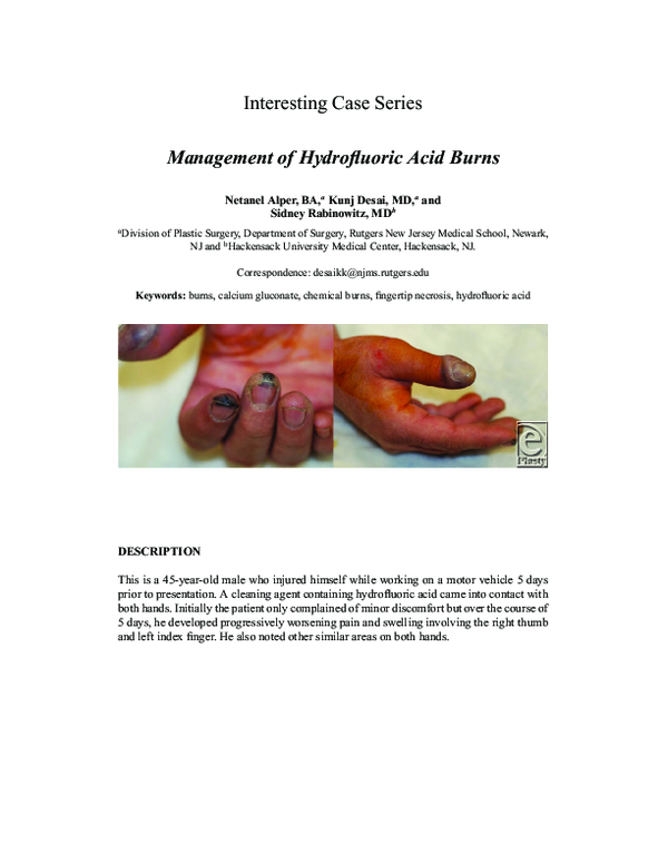 (PDF) The Management of Hydrofluoric Acid Burns