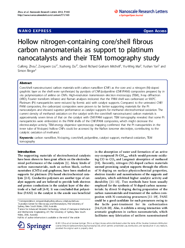 (PDF) Hollow nitrogen-containing core/shell fibrous carbon ...