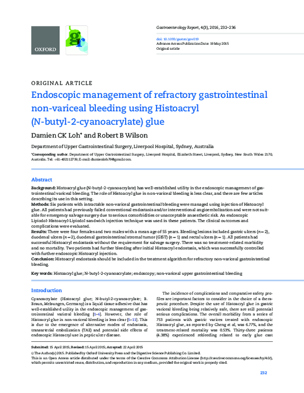 (PDF) Endoscopic management of refractory gastrointestinal non-variceal ...