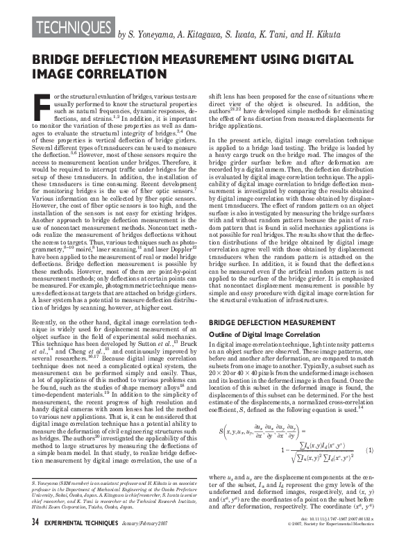 (PDF) Bridge Deflection Measurement Using Digital Image Correlation