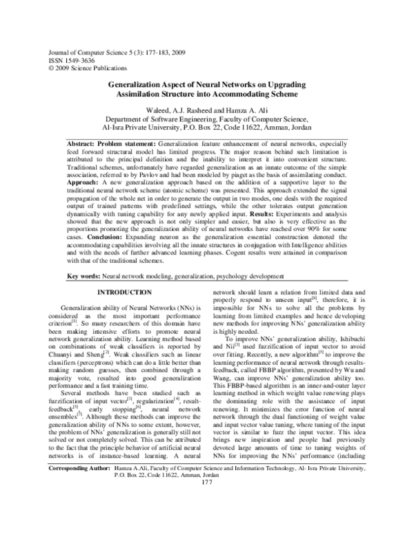 (PDF) Generalization Aspect of Neural Networks on Upgrading ...