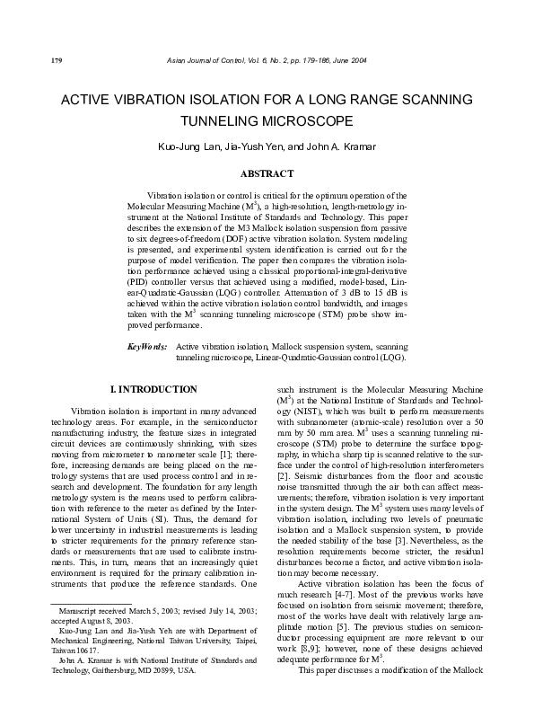(PDF) Active Vibration Isolation for a Long Range Scanning Tunneling Microscope