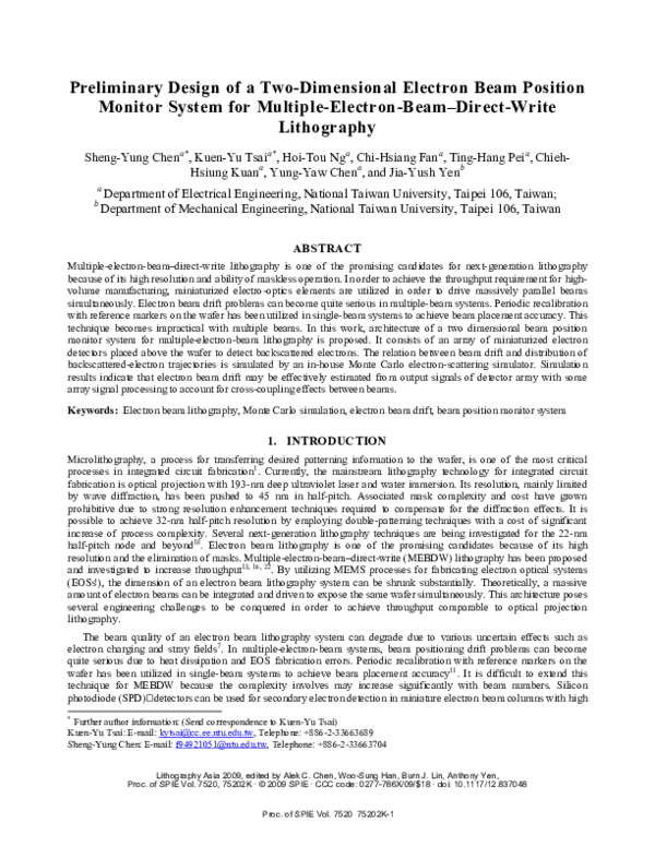 (PDF) PREVAIL—Electron projection technology approach for next-generation lithography | Hans ...