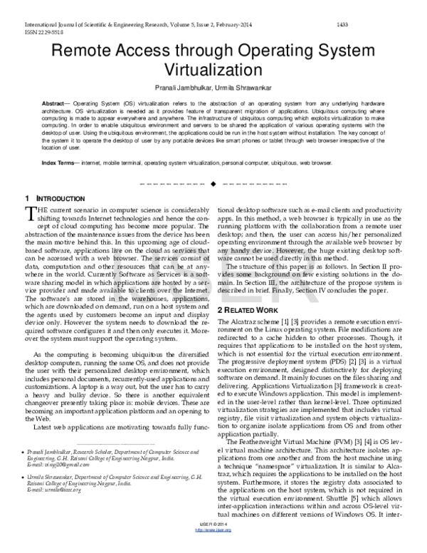 (PDF) Remote Access through Operating System Virtualization