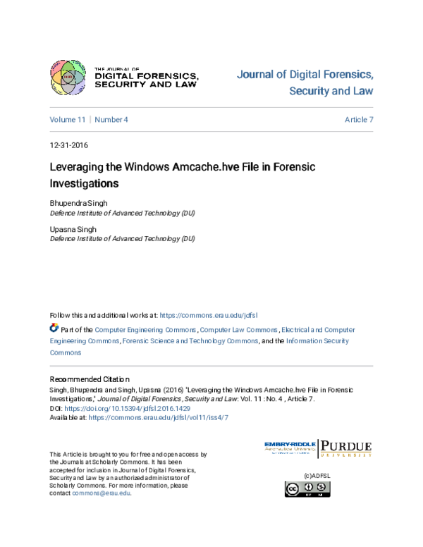 (PDF) Leveraging the Windows Amcache.hve File in Forensic Investigations