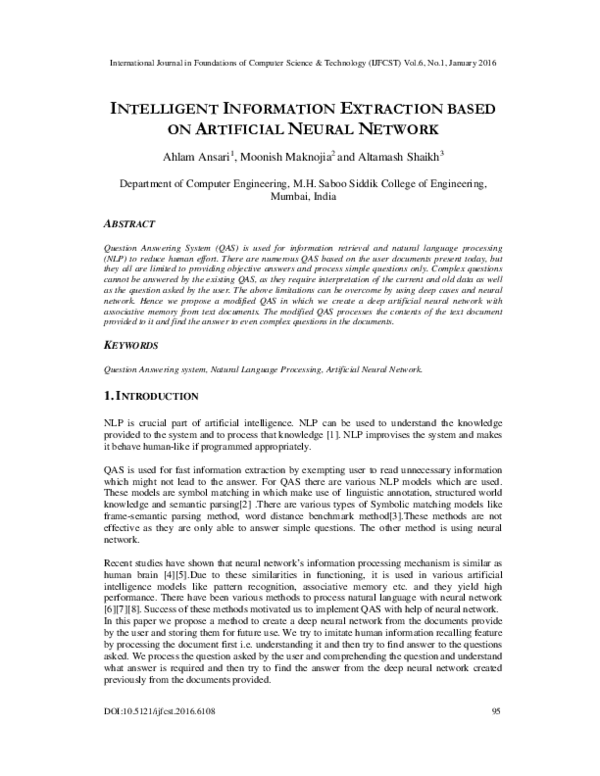 (PDF) Intelligent Information Extraction Based on Artificial Neural Network | ahlam ansari ...