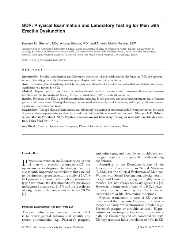 (PDF) SOP: Physical Examination and Laboratory Testing for Men with ...