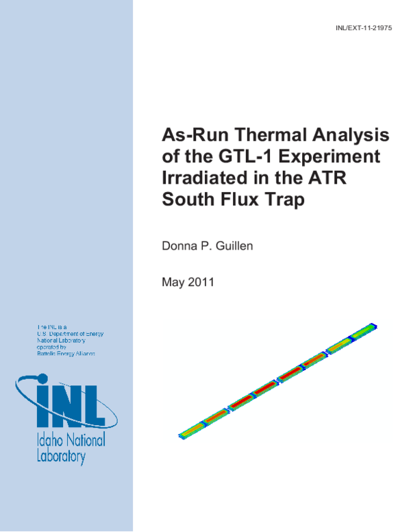 (PDF) As-Run Thermal Analysis of the GTL-1 Experiment Irradiated in the ...