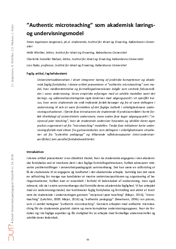 (PDF) ”Authentic Microteaching” som akademisk lærings- og ...