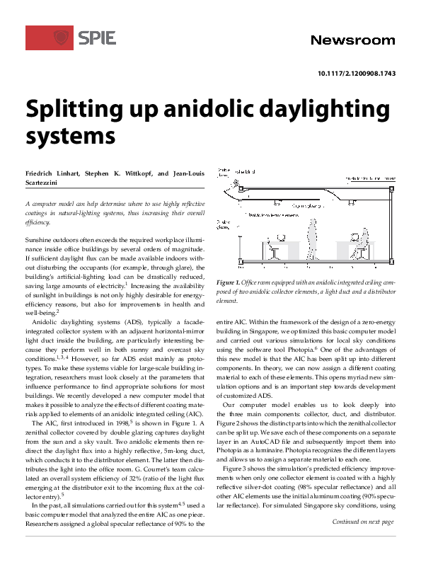 (PDF) Splitting up anidolic daylighting systems