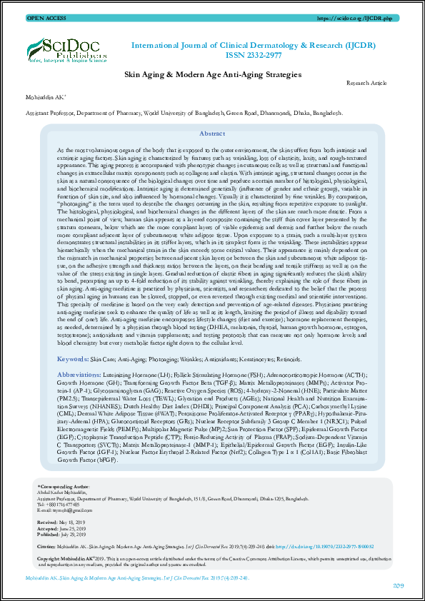 (PDF) Skin Aging & Modern Age Anti-Aging Strategies Research Article