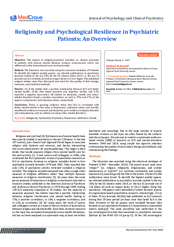 (PDF) Religiosity and Psychological Resilience in Psychiatric Patients ...