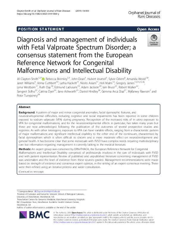 (PDF) Diagnosis and management of individuals with Fetal Valproate ...