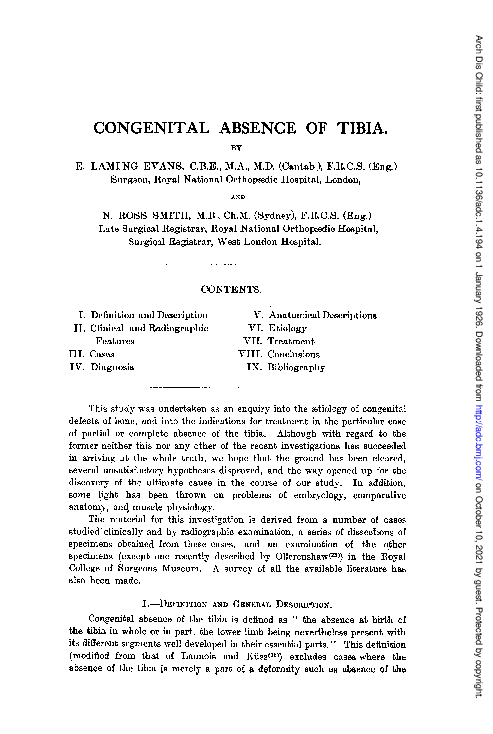(PDF) Congenital Absence of Tibia