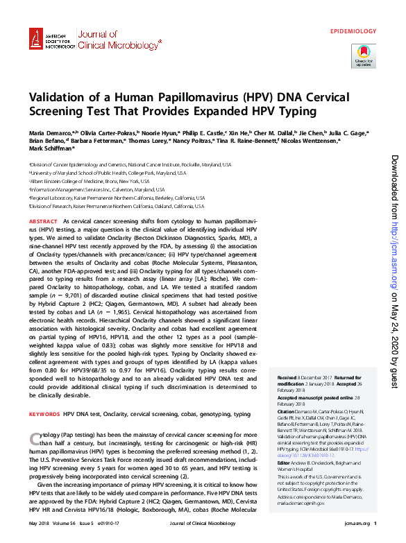 (PDF) Validation of an HPV DNA cervical screening test that provides ...