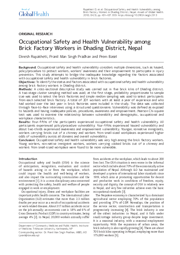 PDF Occupational Health And Safety Provision Awareness Among pdf-occupational-health-and-safety-provision-awareness-among