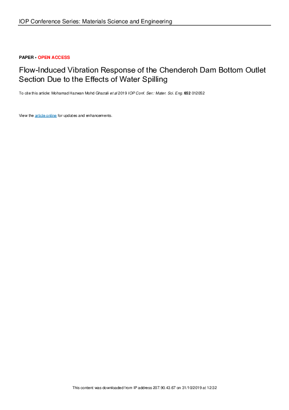 (PDF) Flow-Induced Vibration Response of the Chenderoh Dam Bottom ...
