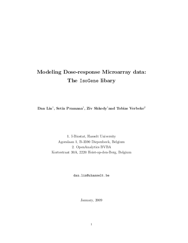 (PDF) Modeling Dose-response Microarray data: The IsoGene libary