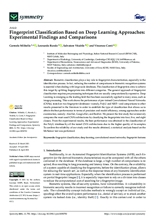 (PDF) Fingerprint Classification Based on Deep Learning Approaches ...