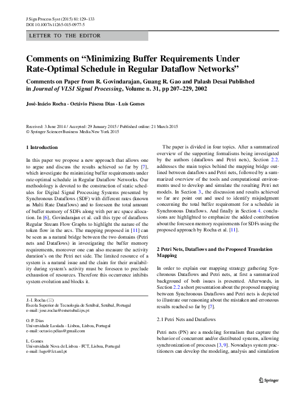 Pdf Comments On Minimizing Buffer Requirements Under Rate Optimal Schedule In Regular