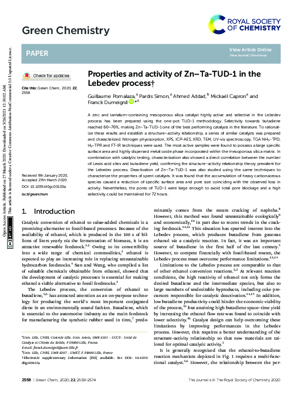 (PDF) Properties and activity of Zn–Ta-TUD-1 in the Lebedev process ...