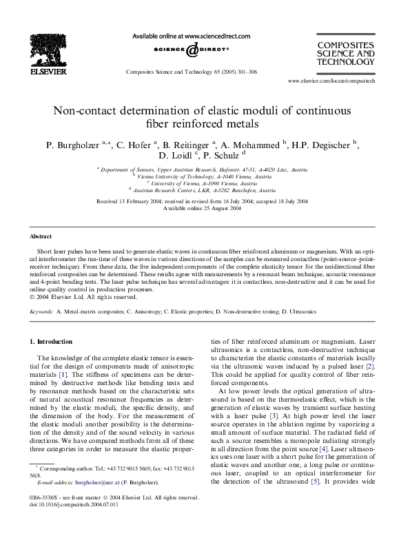 (PDF) Non-contact determination of elastic moduli of continuous fiber reinforced metals